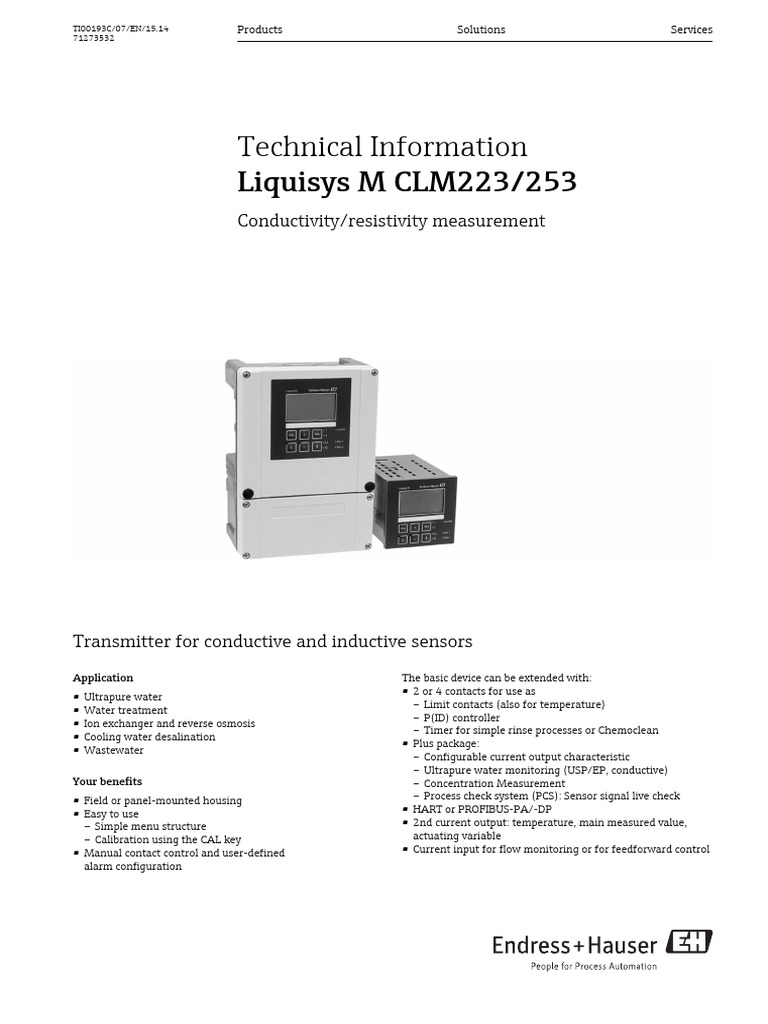 E+H Liquisys CLM223 | PDF | Power Supply | Electrical Connector