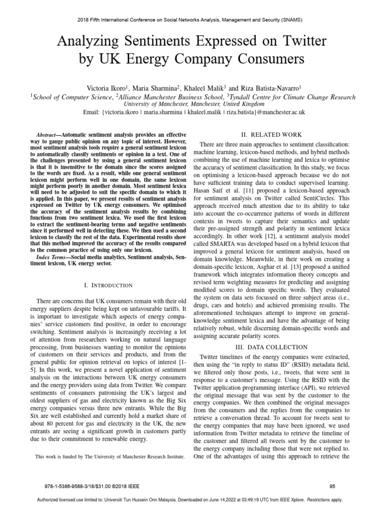 Analyzing Sentiments Expressed On Twitter by UK Energy Company Consumers | PDF | Cognitive Science