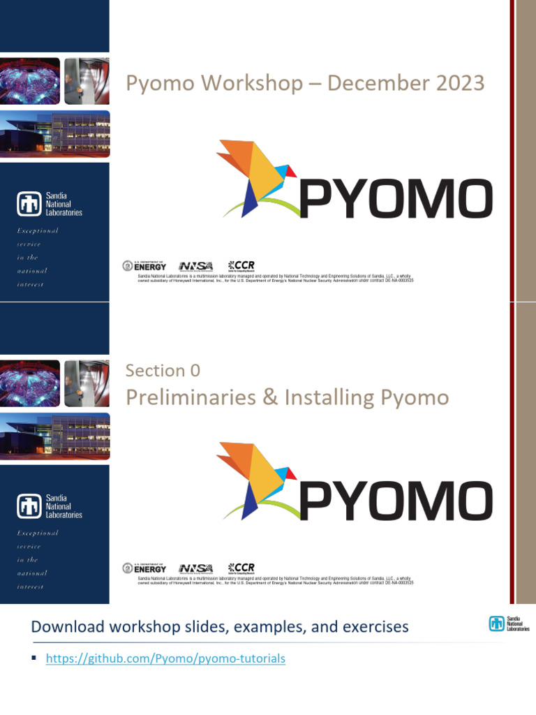 Pyomo-Workshop-December-2023 | PDF | Python (Programming Language) | Mathematical Optimization