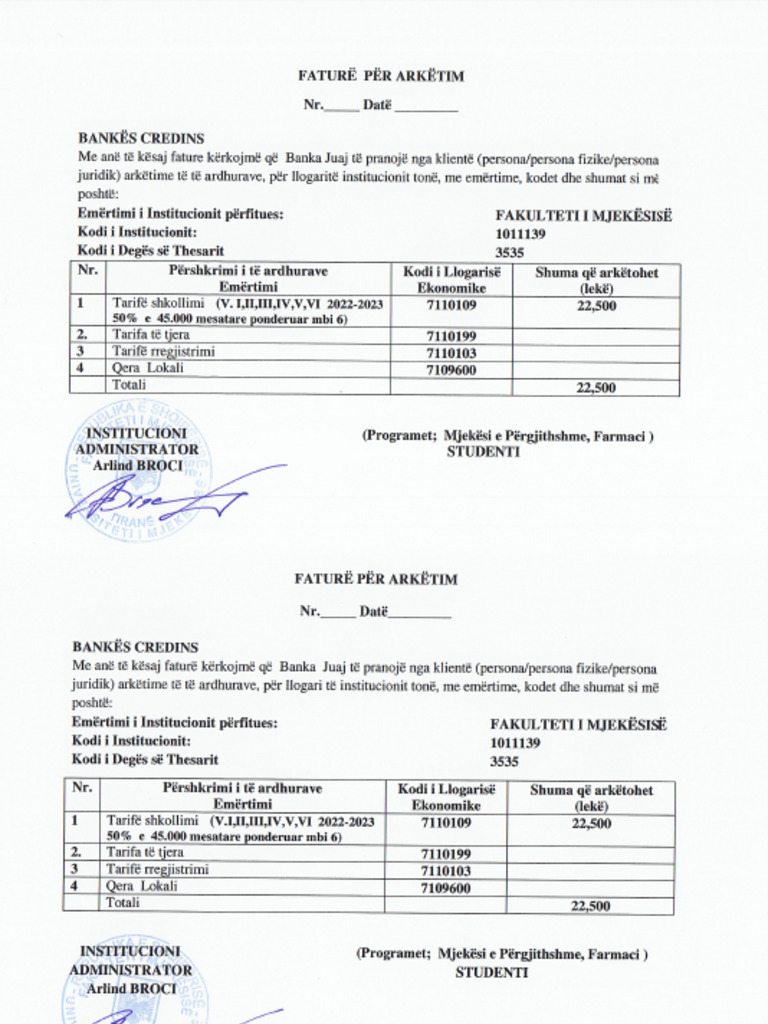 Tarifë Shkollimi 2022-2023 Farmaci, Mjekësi - Mesatare Mbi 6 | PDF
