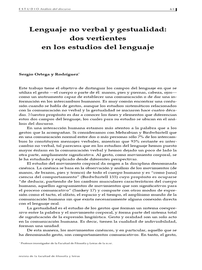 Comunicación no verbal y cinésica | PDF | Comunicación | Hablar en público
