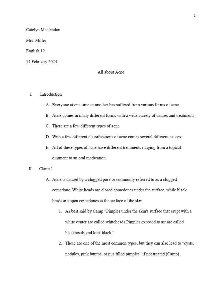 Senior Project Outline Report | PDF | Pimple | Medical Specialties