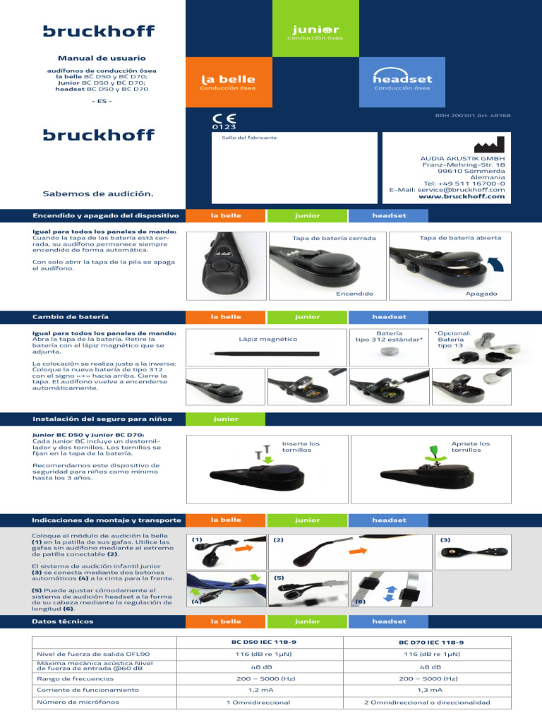 Bruckhoff La Belle Junior Headset Operating Manual Es | PDF | Residuos ...