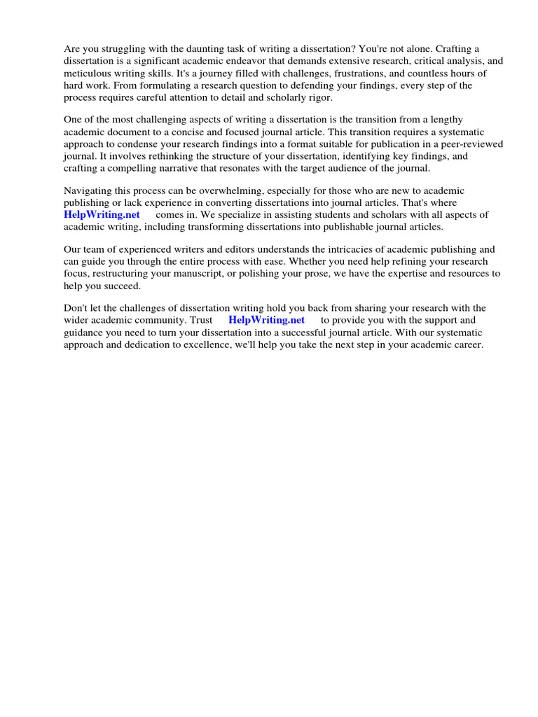 Dissertation To Journal Article A Systematic Approach | PDF ...