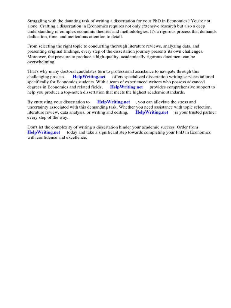 Dissertation Topics For PHD Economics | PDF