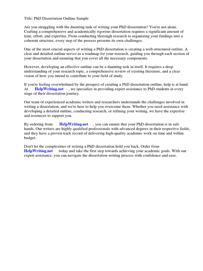 PHD Dissertation Outline Sample | Download Free PDF | Thesis | Thought