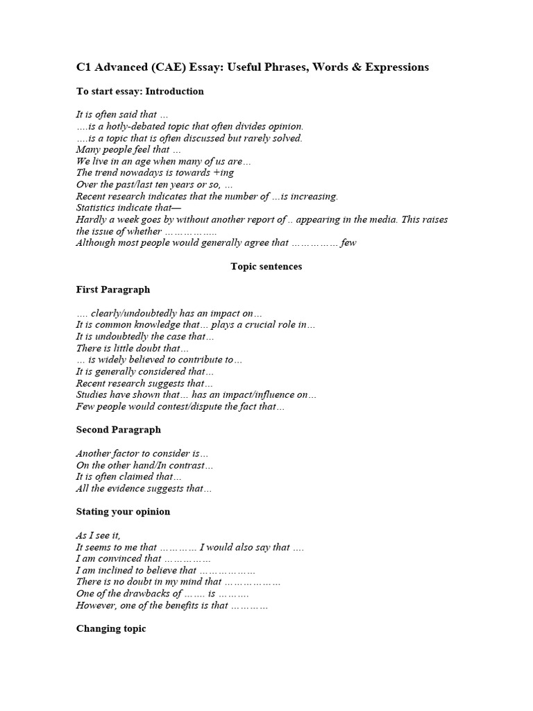 2201_ESSAY_CAE_USEFUL_EXPRESSIONS | PDF | Cognition
