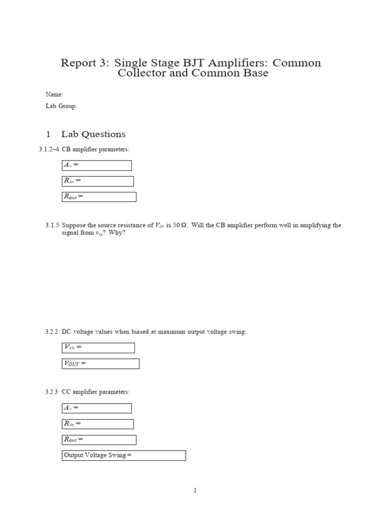 Lab3 Report | PDF | Amplifier | Electronics
