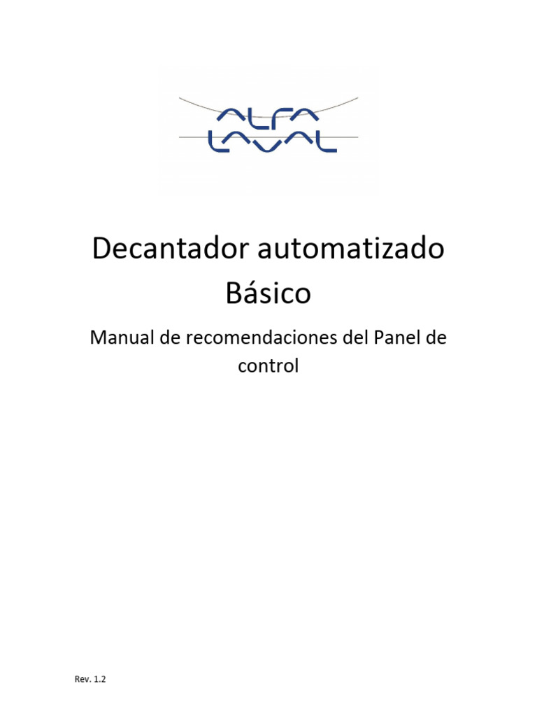 Decanter Automation Basic - Control Panel Recommendations Manual - V1.2ES 2 - 1 | PDF ...