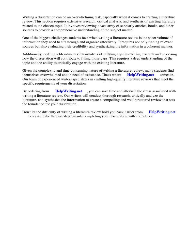 Dissertation Literature Review Assistance | PDF | Literature Review ...