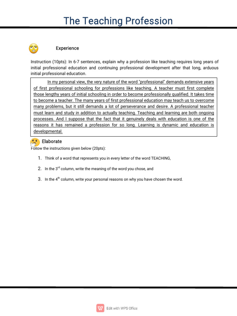 Experience and Elaborate Activity | PDF