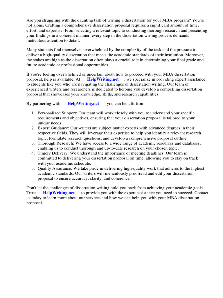 Sample Dissertation Proposal for Mba PDF | PDF | Thesis | Social ...