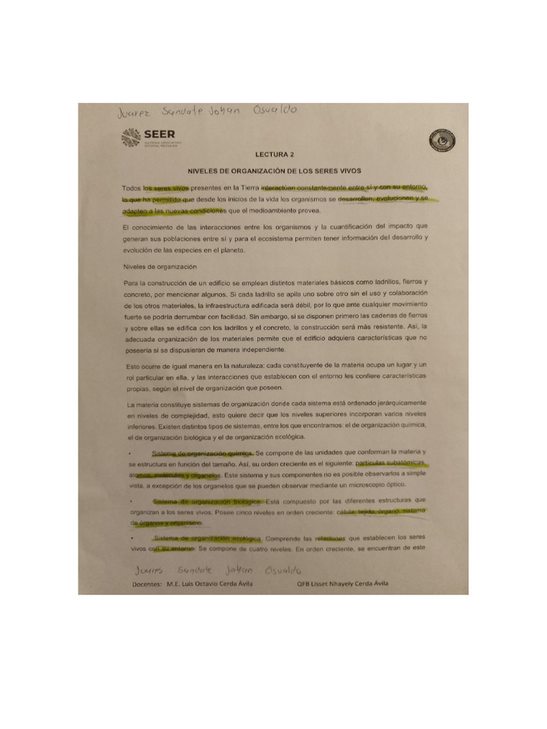 Evidencia Lectura 2 JSJO | PDF