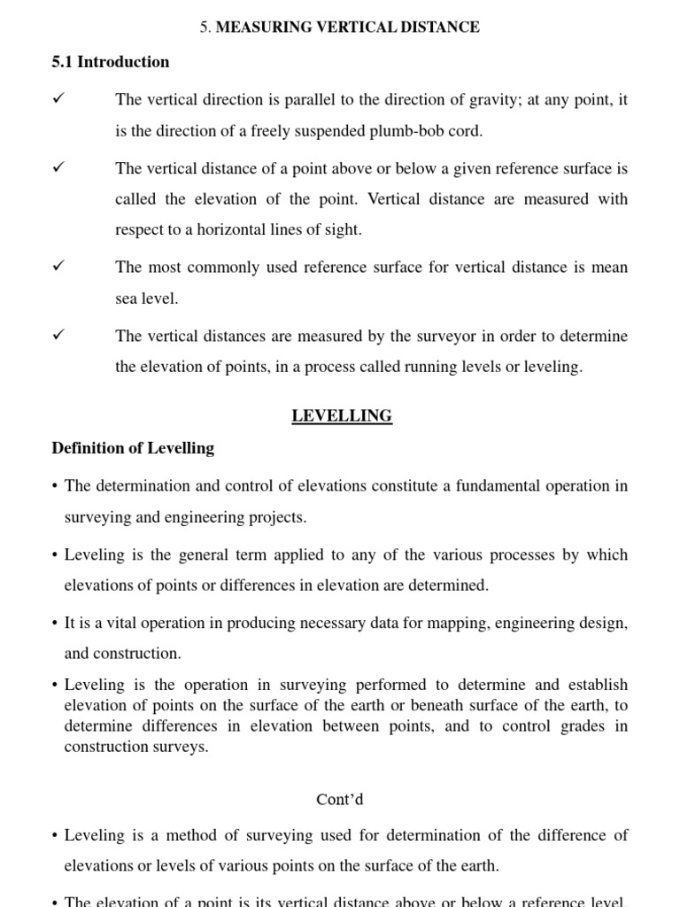Measuring Vertical Distance - 1 | PDF | Surveying | Geographical Technology