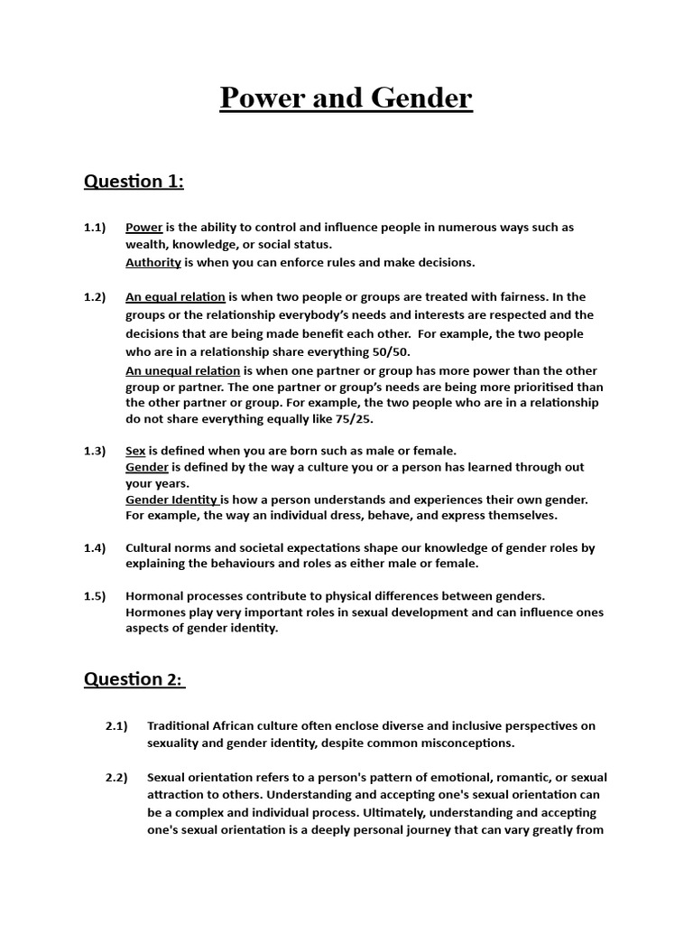 Power and Gender | Download Free PDF | Sexual Orientation | Gender Studies