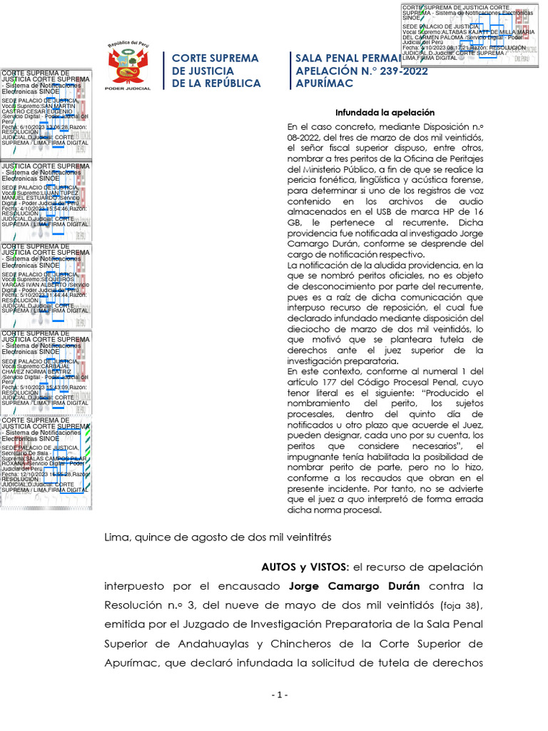APL 22-239 Norma No Habilita Mesa de Trabajo Pericial | PDF | Ley ...