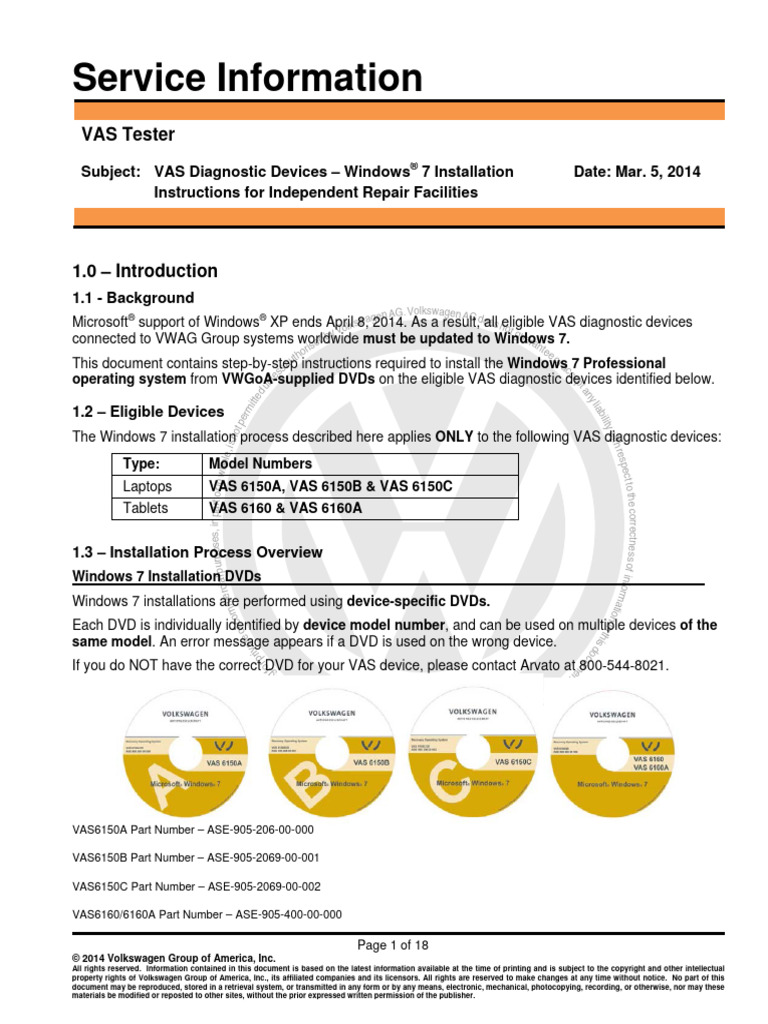 D4B80405F03-VAS Diagnostic Devices Windows 7 Installation Instructions For Independent Repair ...