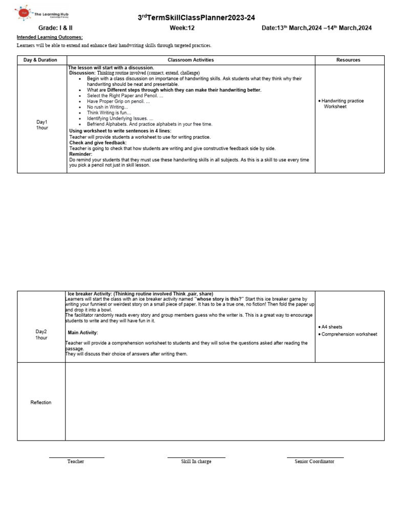 Grade 1 And 2 Week 12 Skillclass Pdf Learning Teachers