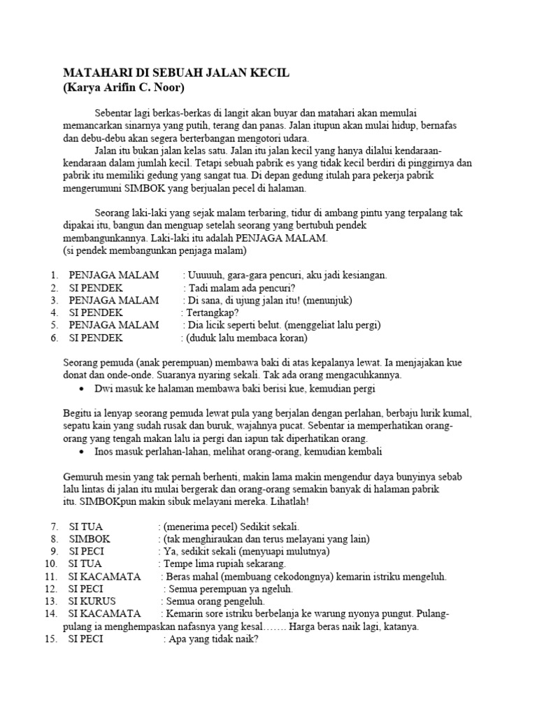 Script Naskah Matahri Di Sebuah Jalan Kecil-1 | PDF