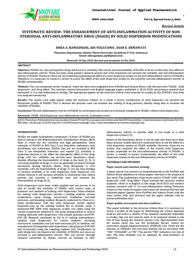 Systematic Review The Enhancement of Ant | PDF | Nonsteroidal Anti ...