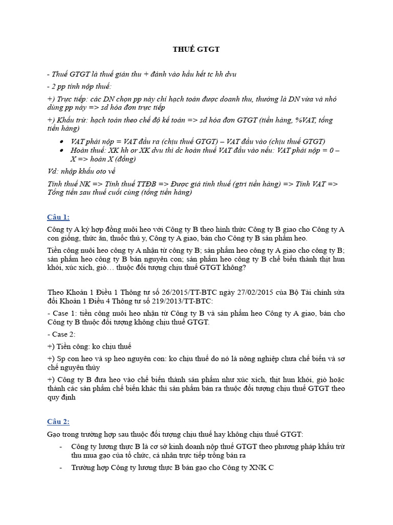 Bai Tap Thue GTGT | PDF