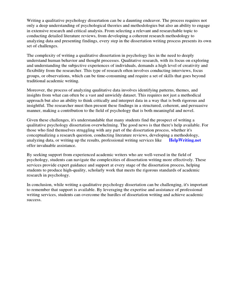 How To Write A Qualitative Psychology Dissertation | PDF | Qualitative ...