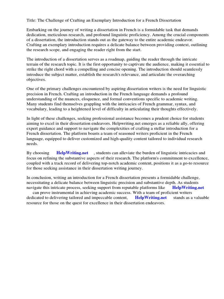 French Dissertation Intro Guide | PDF | Essays | Thesis