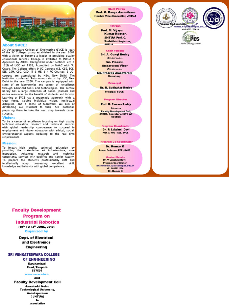 JNTUA-SVCE-EEE-FDP BROCHRUE Final... | PDF | Electric Vehicle | Engineering