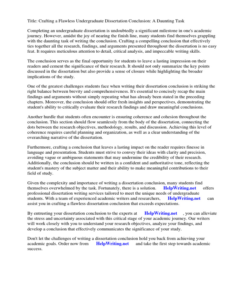 Undergraduate Dissertation Conclusion Example | PDF | Information | Thesis