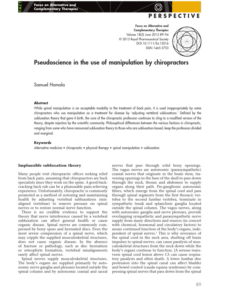 Chiropractic Subluxation Debate | PDF | Chiropractic | Vertebral Column