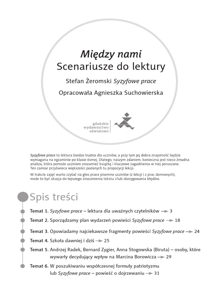 S Zeromski Syzyfowe Prace Scenariusz Lekcji | PDF