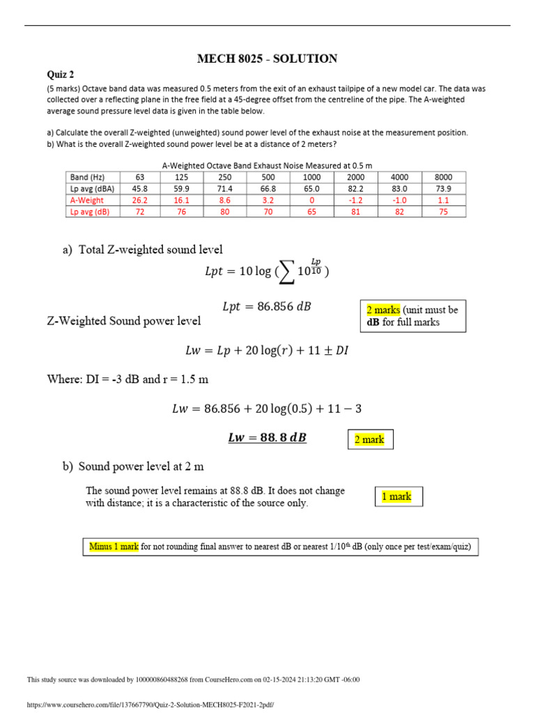 Quiz 2 Solution MECH8025 F2021 2 PDF | PDF | Electrical Engineering | Audio Engineering
