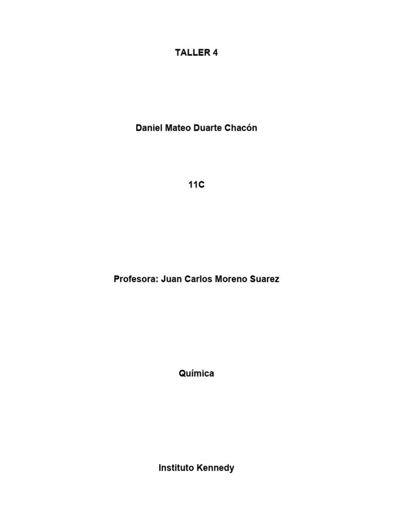 TALLER 4 Daniel Mateo Duarte 11C Qumica | PDF | Industria química | Etileno