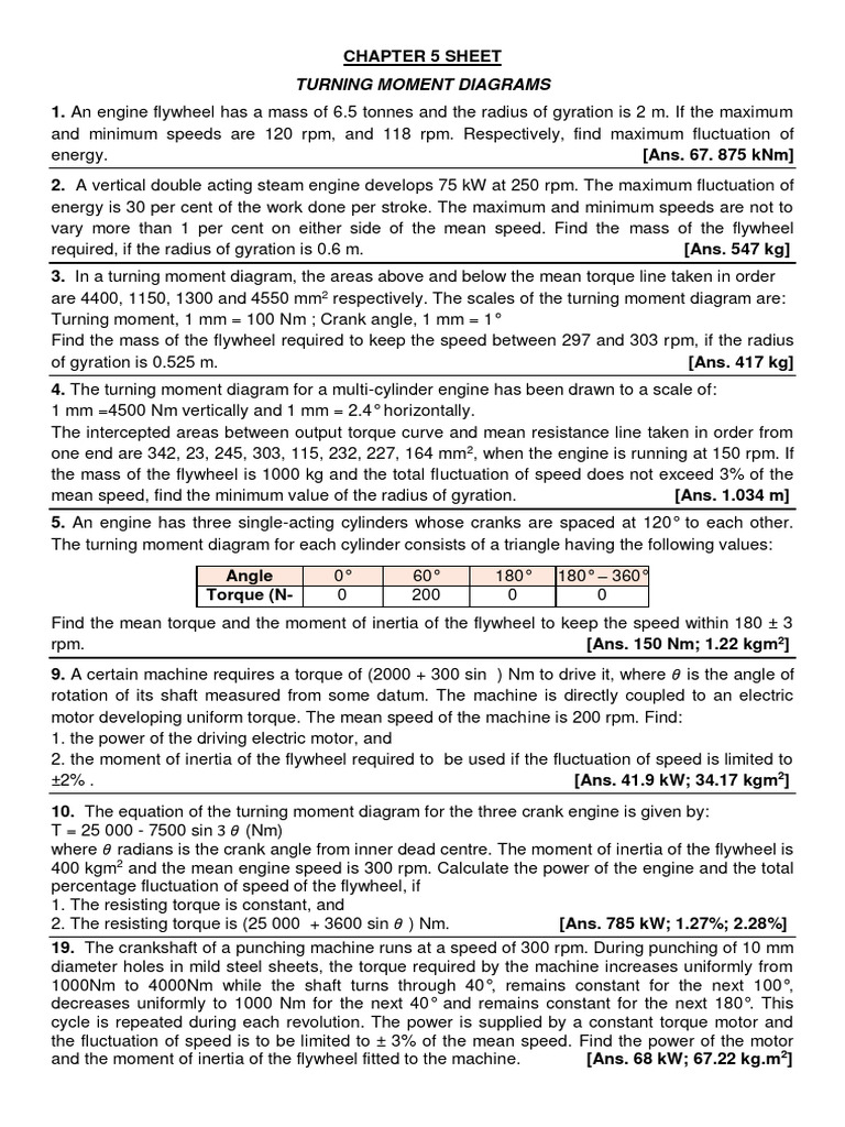 CH 5 TMD Sheet | PDF | Torque | Engines