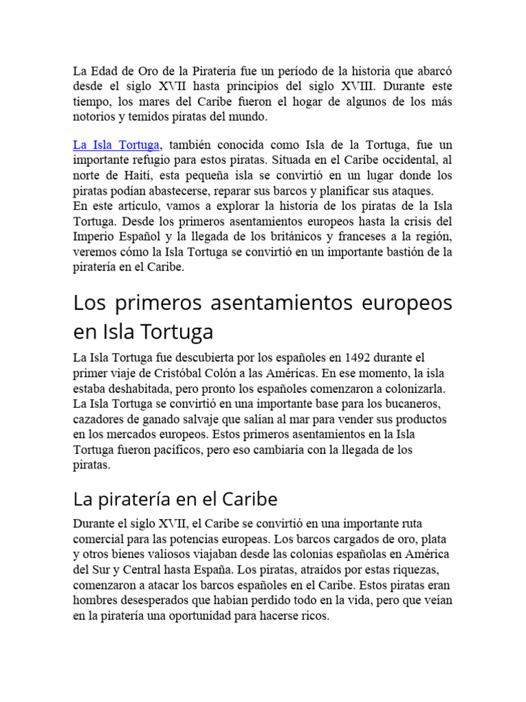 Isla Tortuga | PDF | Piratería