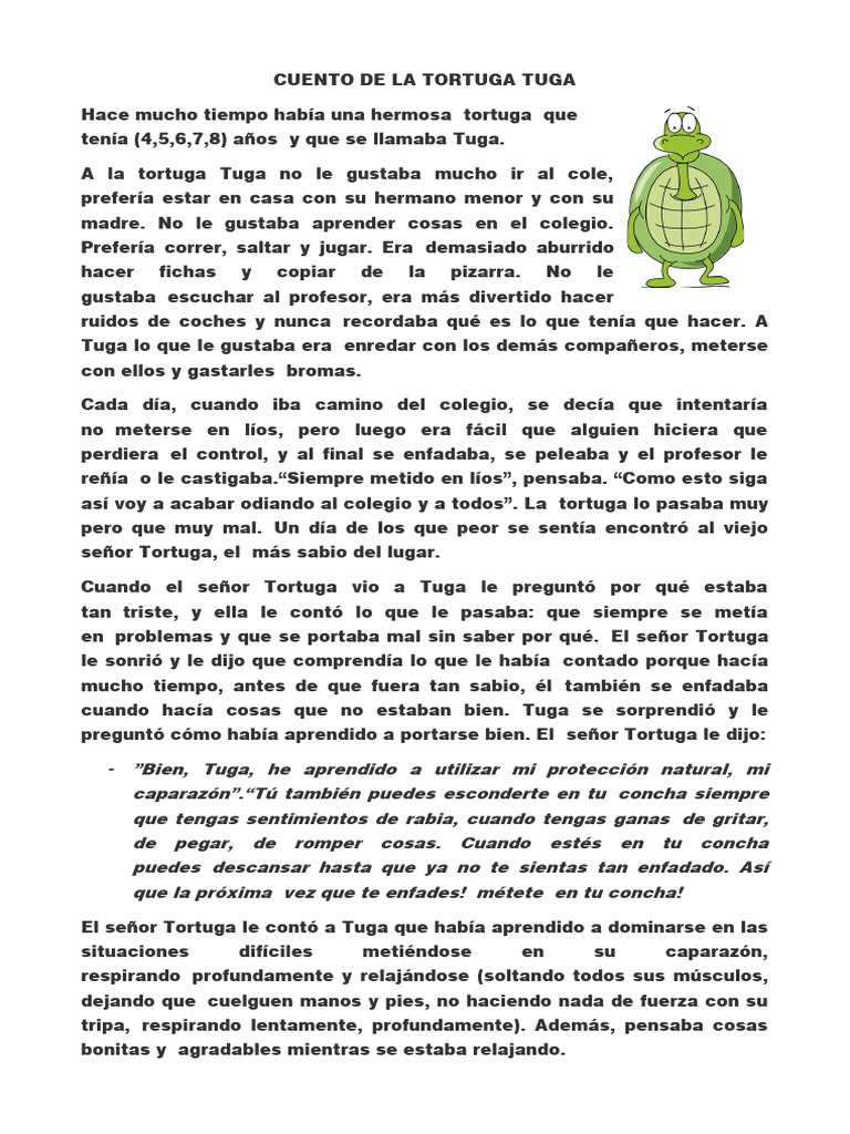 Cuento de La Tortuga Tuga | PDF