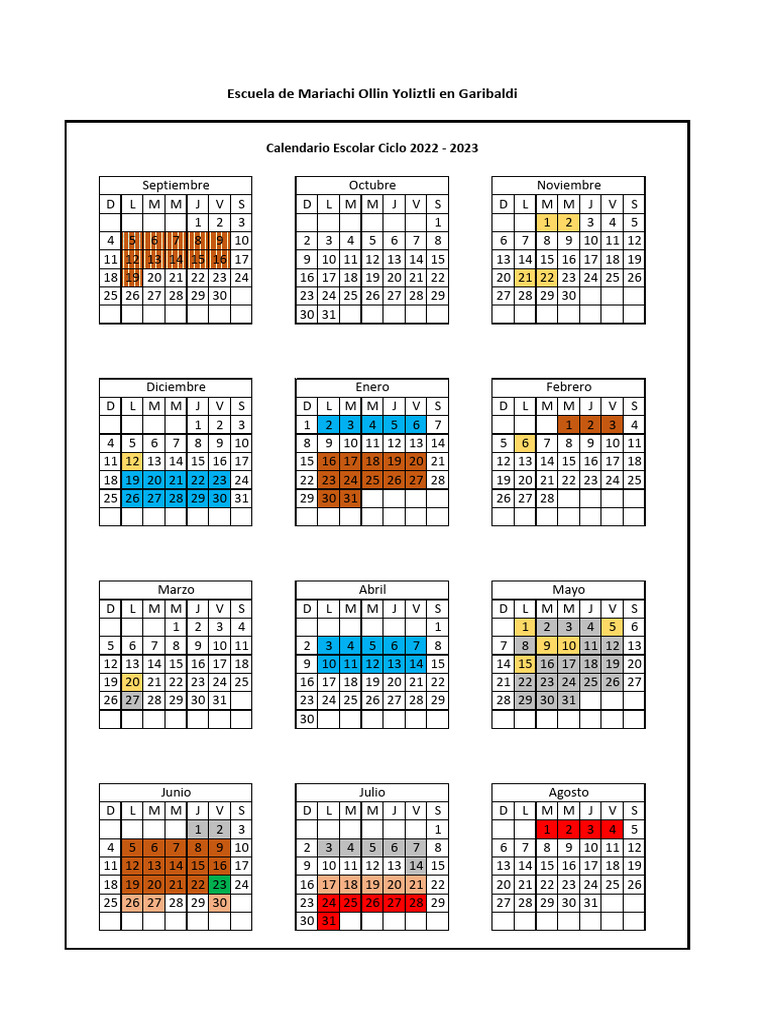 Calendario Escolar Ciclo 2022-2023 | PDF | México