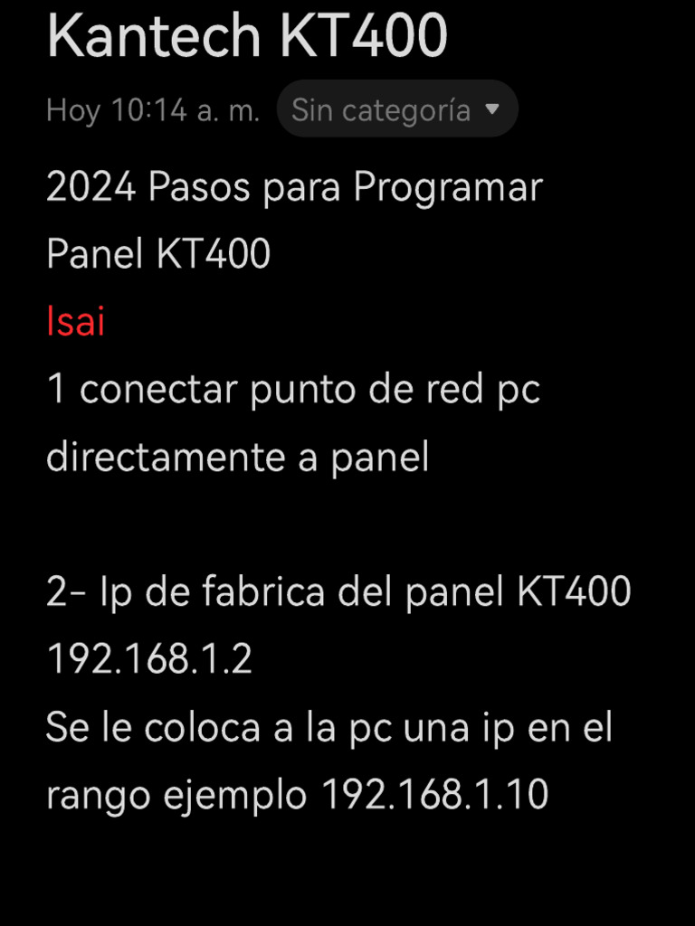 Guía de Configuración del Panel KT400 | PDF