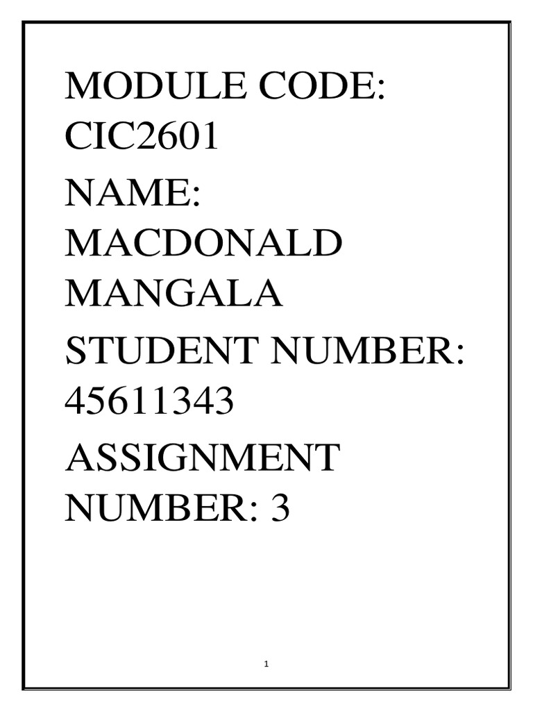 Cic2601 Assignment 3 | PDF
