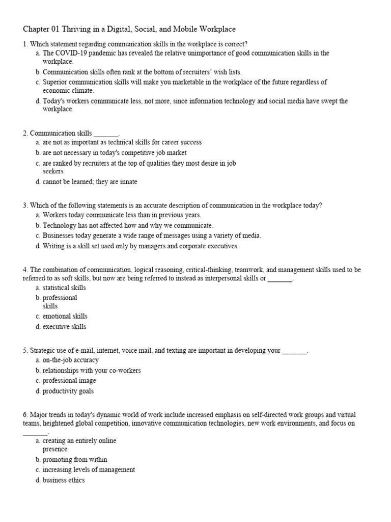 12e.MCQs.C1 For Sts | PDF | Nonverbal Communication | Communication