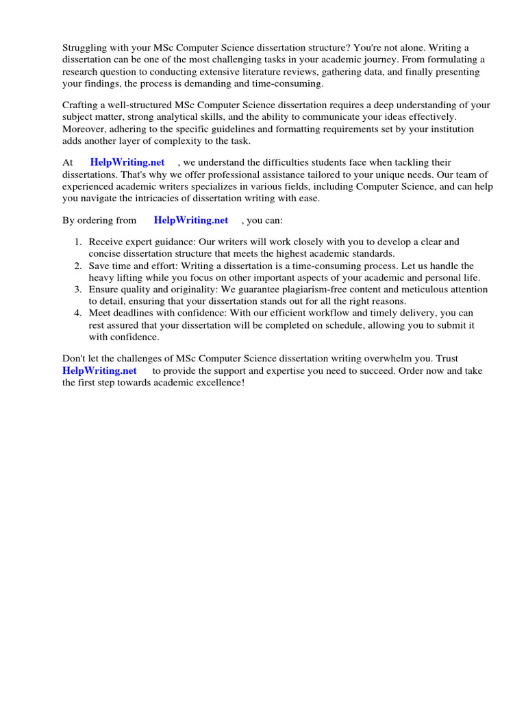 MSC Computer Science Dissertation Structure | PDF | Thesis | Computer Science