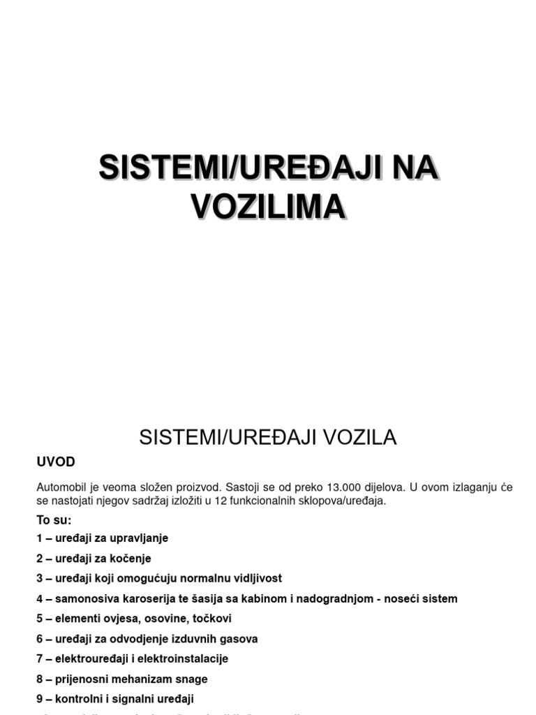 Sistemi Uredaji I Oprema Vozila | PDF