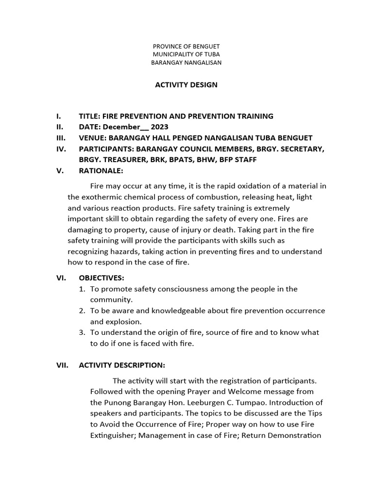 Fire Prevention Training in Tuba Benguet | PDF | Fires | Fire Safety