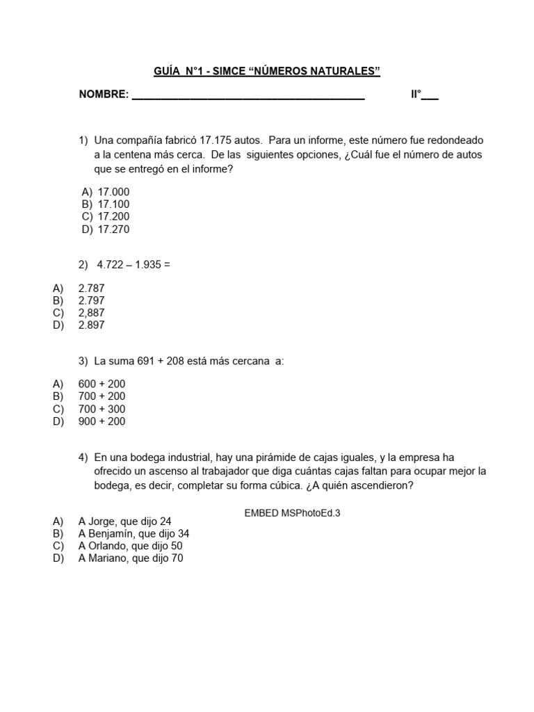 GUIA #1 SIMCE II° MEDIO - Naturales | PDF | Metro