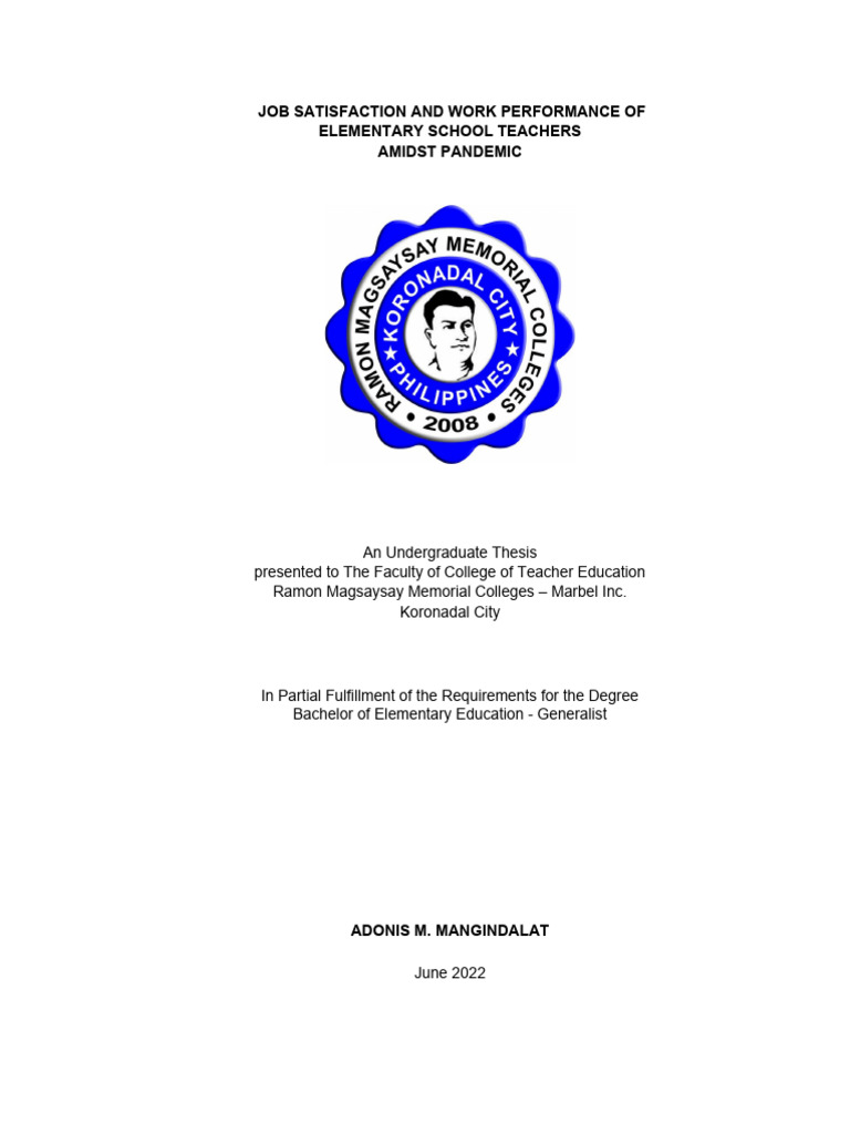 Mangindalat Revised 1 | PDF | Job Satisfaction | Teachers