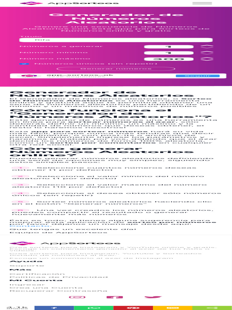AppSorteos - Generador de Números Aleatorios | PDF | Youtube | Informática