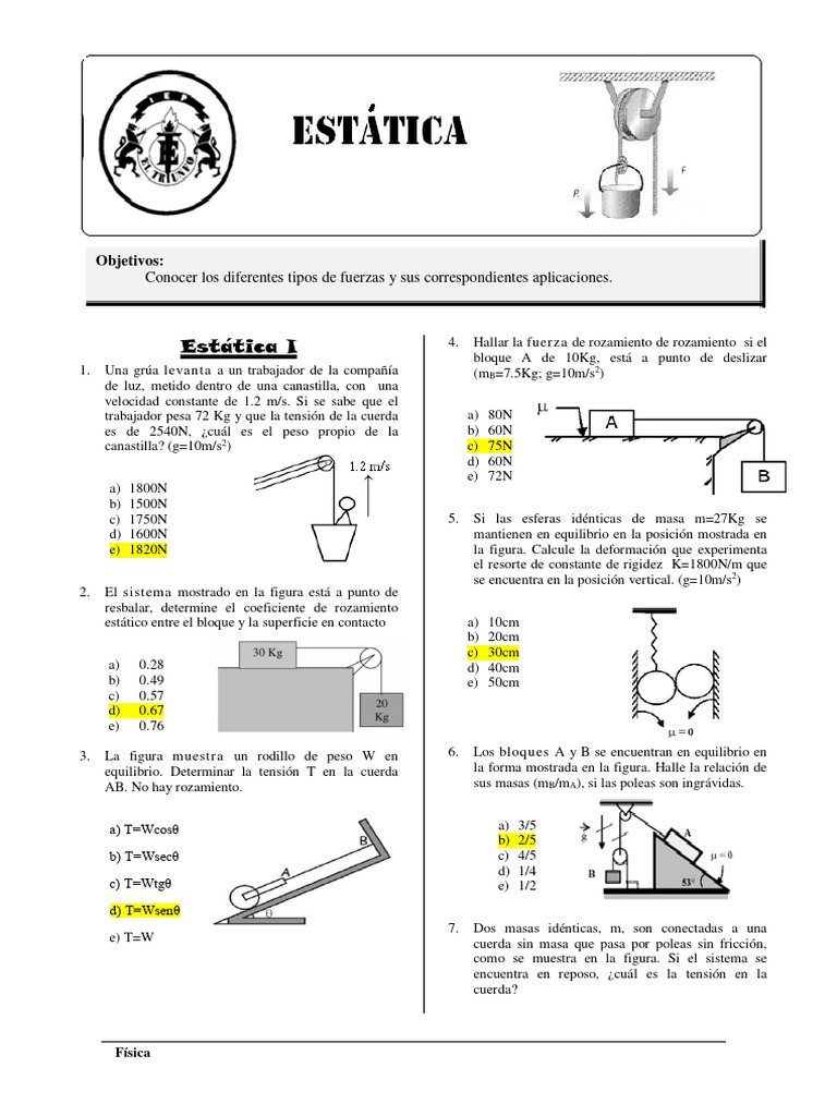 Estatica 4 Pdf Fricción Tensión Física
