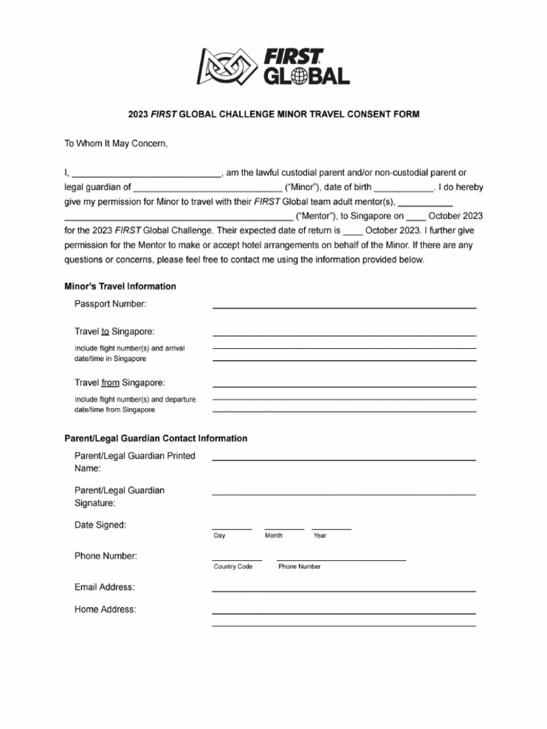 2023 FGC Minor Travel Consent Form (Revised) | PDF