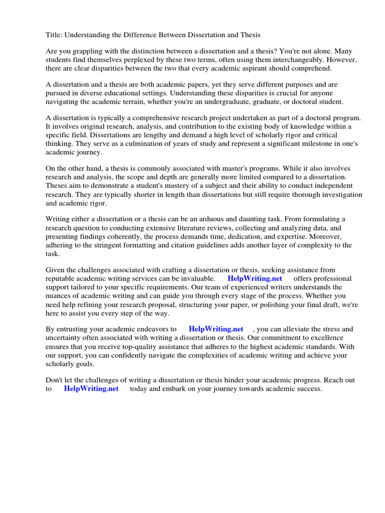 Dissertation or Thesis Difference | PDF | Thesis | Doctorate