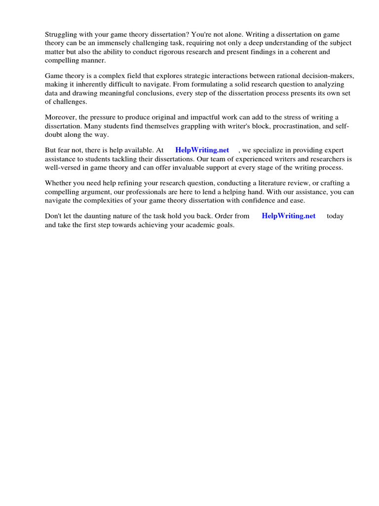 Game Theory Dissertation Ideas | PDF | Game Theory